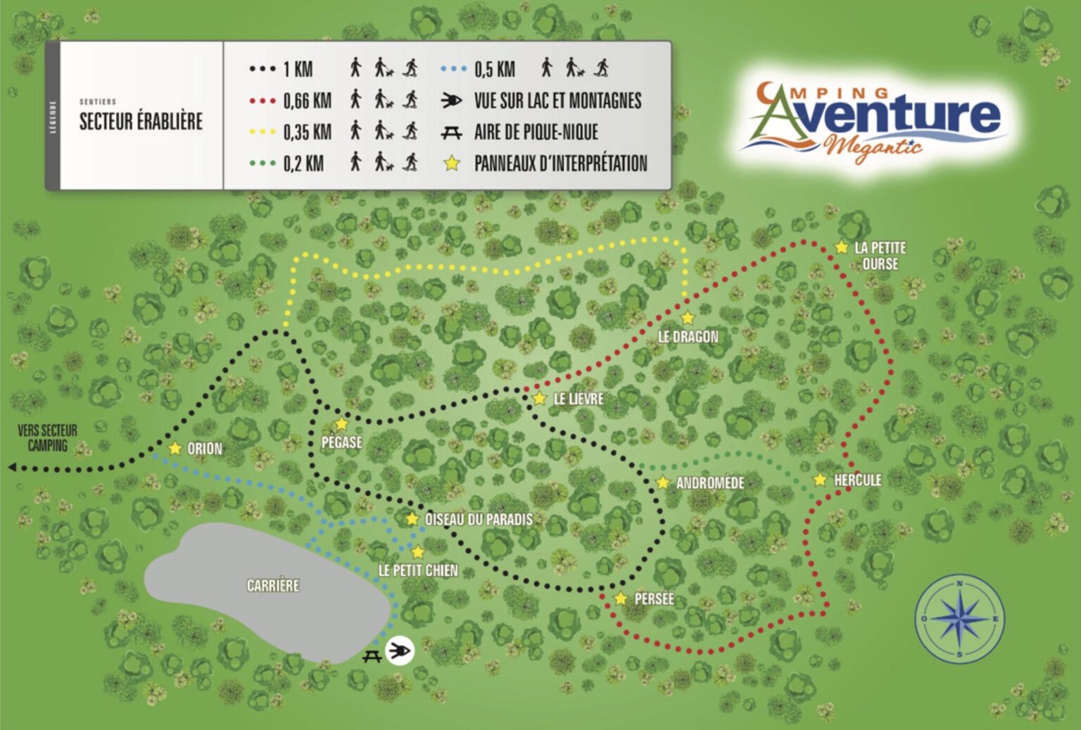 Plan des sentiers - Camping Aventure Mégantic